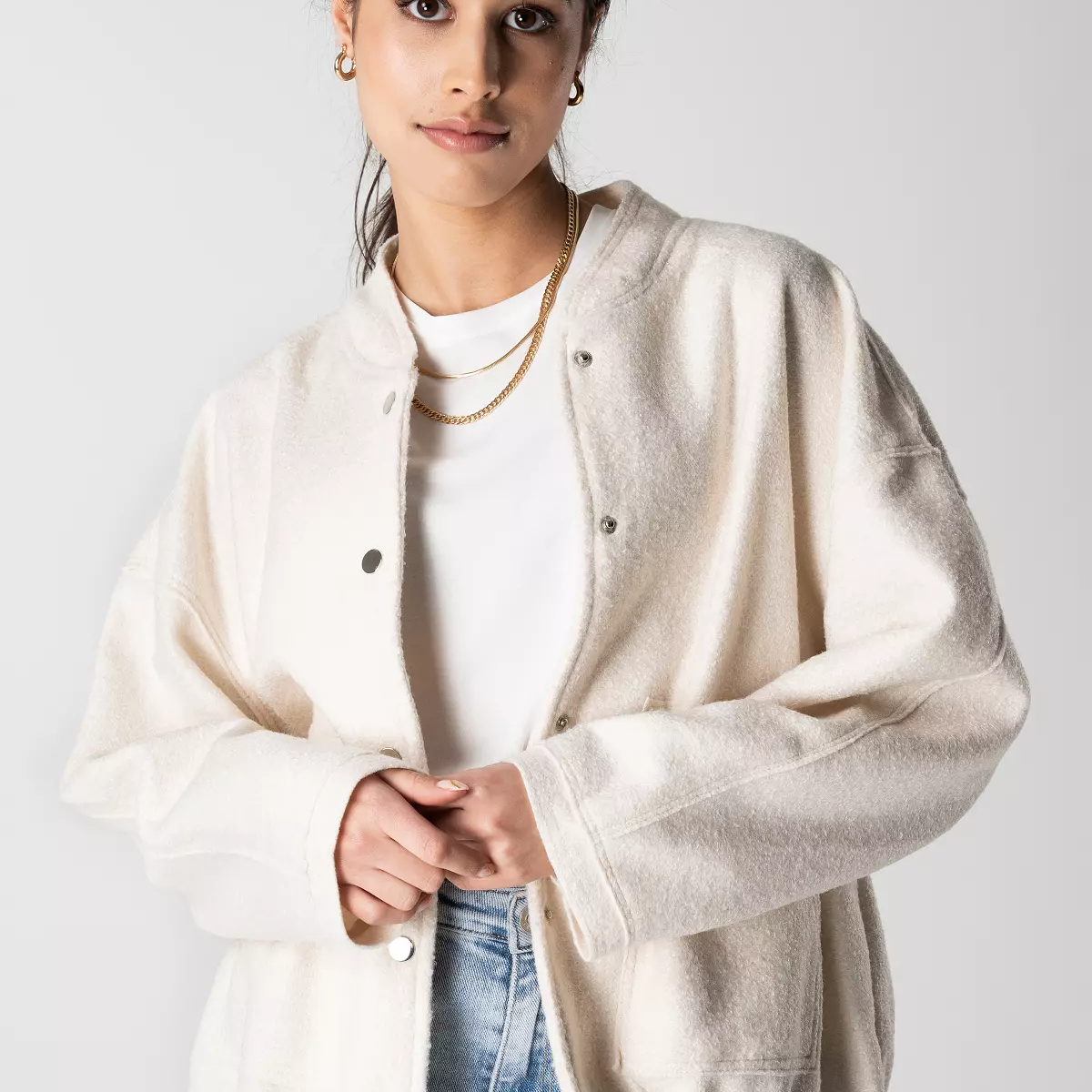 Button Bomber Jacket for Women – Jones Moda